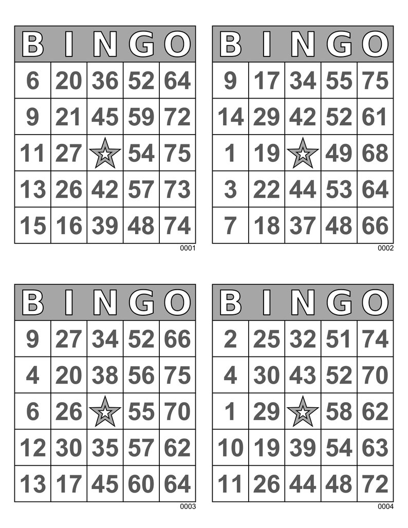 5000 Bingo Cards Pdf Download 1 2 and 4 per Page Large - Etsy