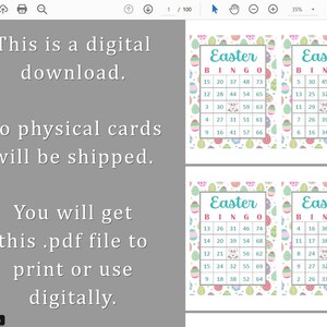 200 Easter Bingo Cards Pdf Download, 1 and 2 per Page, 75 Call, Instant ...