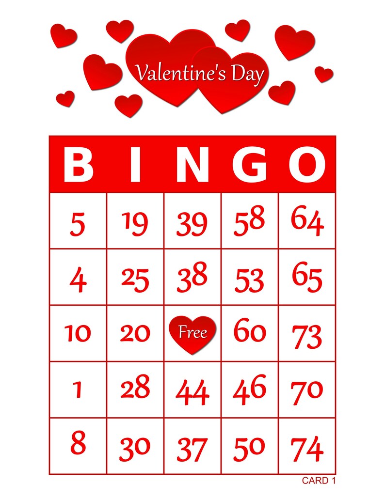 1000 Valentines Day Bingo Cards Pdf Download 1 2 and 4 per - Etsy