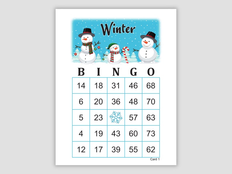 100 Winter Bingo Cards Pdf Download 1 and 2 per Page Instant - Etsy