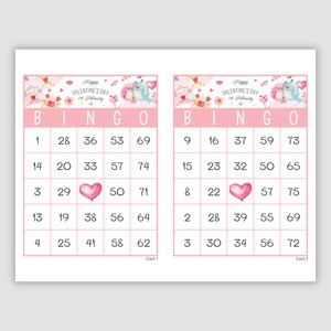 100 Valentine's Day Bingo Cards Pdf Download, 1 and 2 per Page, Instant ...