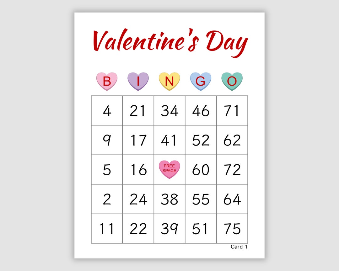 1000 Valentine's Day Bingo Cards Pdf Download, 1, 2, and 4 per Page ...