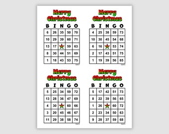 100 Merry Christmas Bingo Cards Pdf Download, 2 per Page, Instant ...