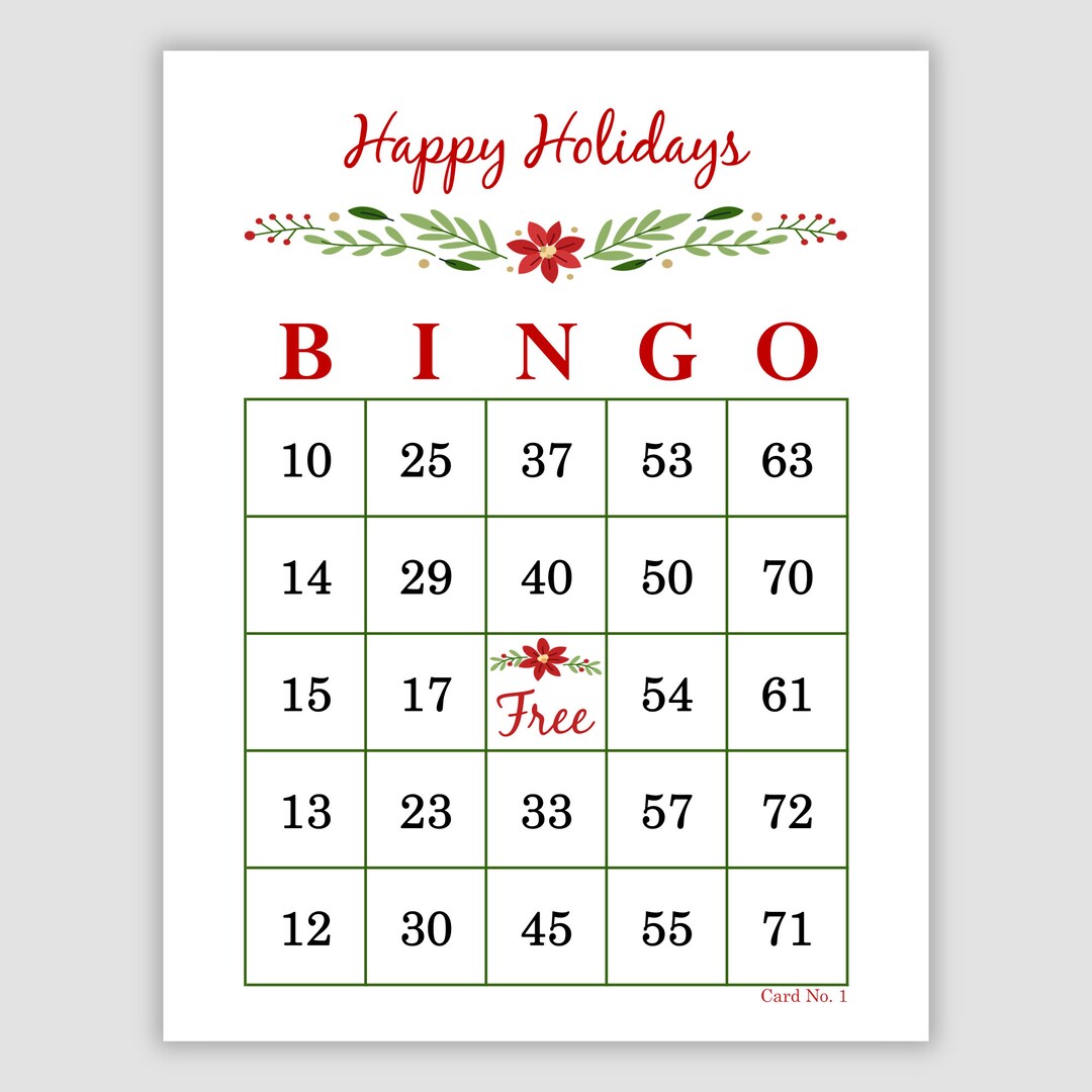 1000 Happy Holidays Bingo Cards Pdf Download 1 2 and 4 per - Etsy
