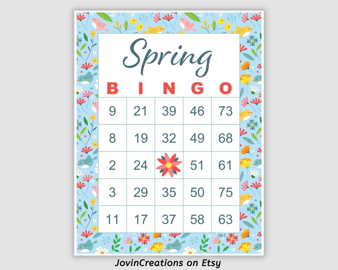 500 Spring Bingo Cards, Instant Pdf Download, Prints 1, 2, and 4 per ...