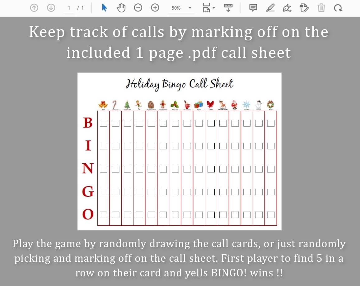 200 Holiday Bingo Cards Pdf Download, 75 Call, 1 and 2 per Page ...