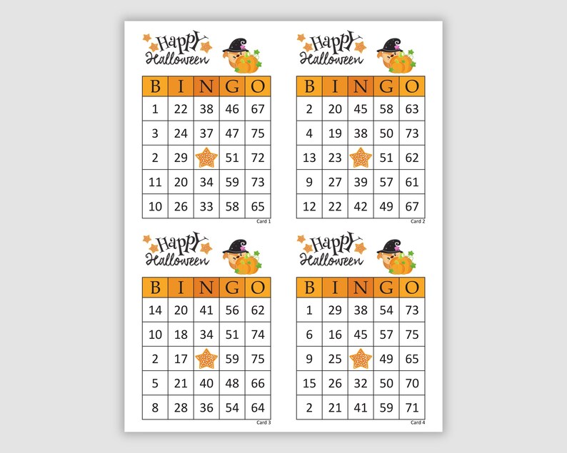 500 Halloween Bingo Cards PDF, 1, 2, and 4 per Page, Halloween Bingo ...