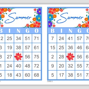 Summer Bingo Cards, 500 Cards, Pdf Download, 1 and 2 per Page, Instant ...