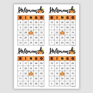 500 Halloween Bingo Cards PDF, 1, 2, and 4 per Page, Halloween Bingo ...