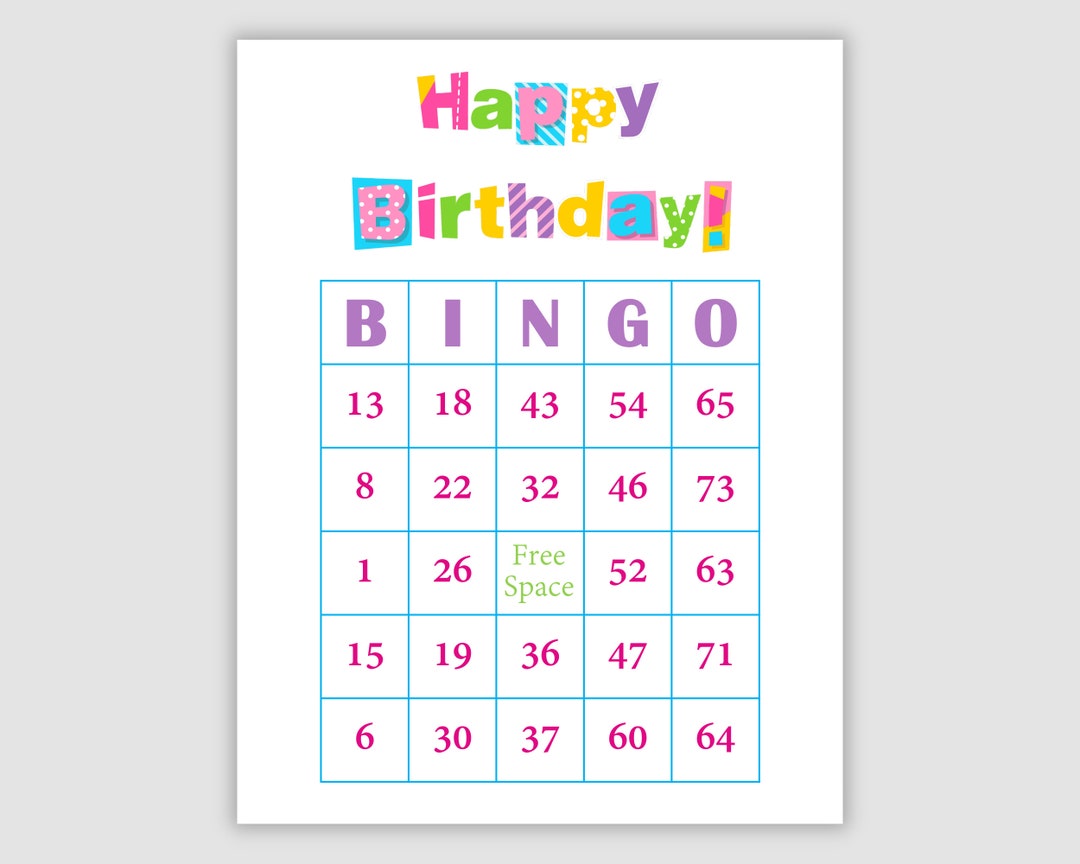 100 Birthday Bingo Cards Pdf Download, 1 per Page, Instant Printable ...