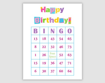 100 Birthday Bingo Cards Pdf Download, 1 per Page, 75 Call, Instant ...