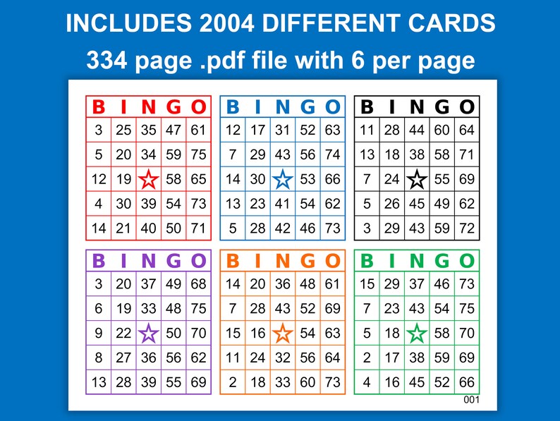 2004 Bingo Cards Pdf Download 6 per Page Instant Printable - Etsy