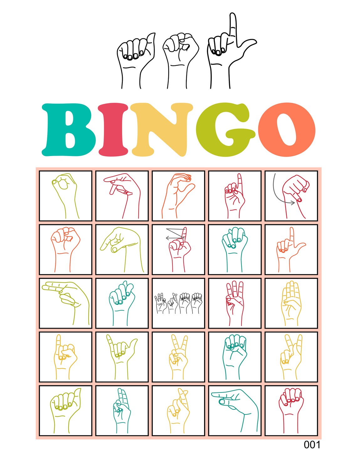 100 ASL Bingo Cards Prints 1 and 2 per Page Instant Pdf - Etsy