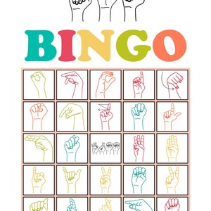 100 ASL Bingo Cards Prints 1 and 2 per Page Instant Pdf | Etsy