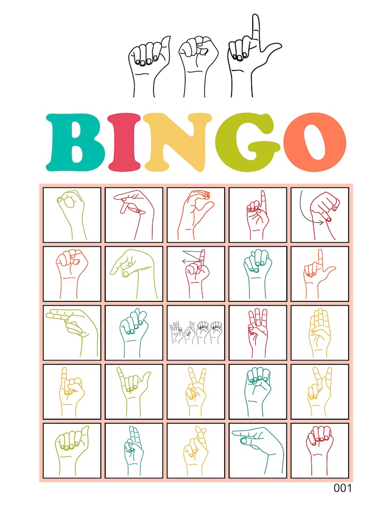 100 ASL Bingo Cards Prints 1 and 2 per Page Instant Pdf | Etsy