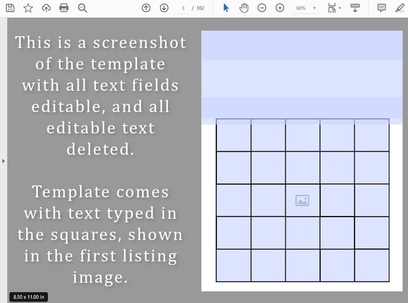 100 Card Editable Bingo Template, 48 Call, Instant Pdf Download, All ...