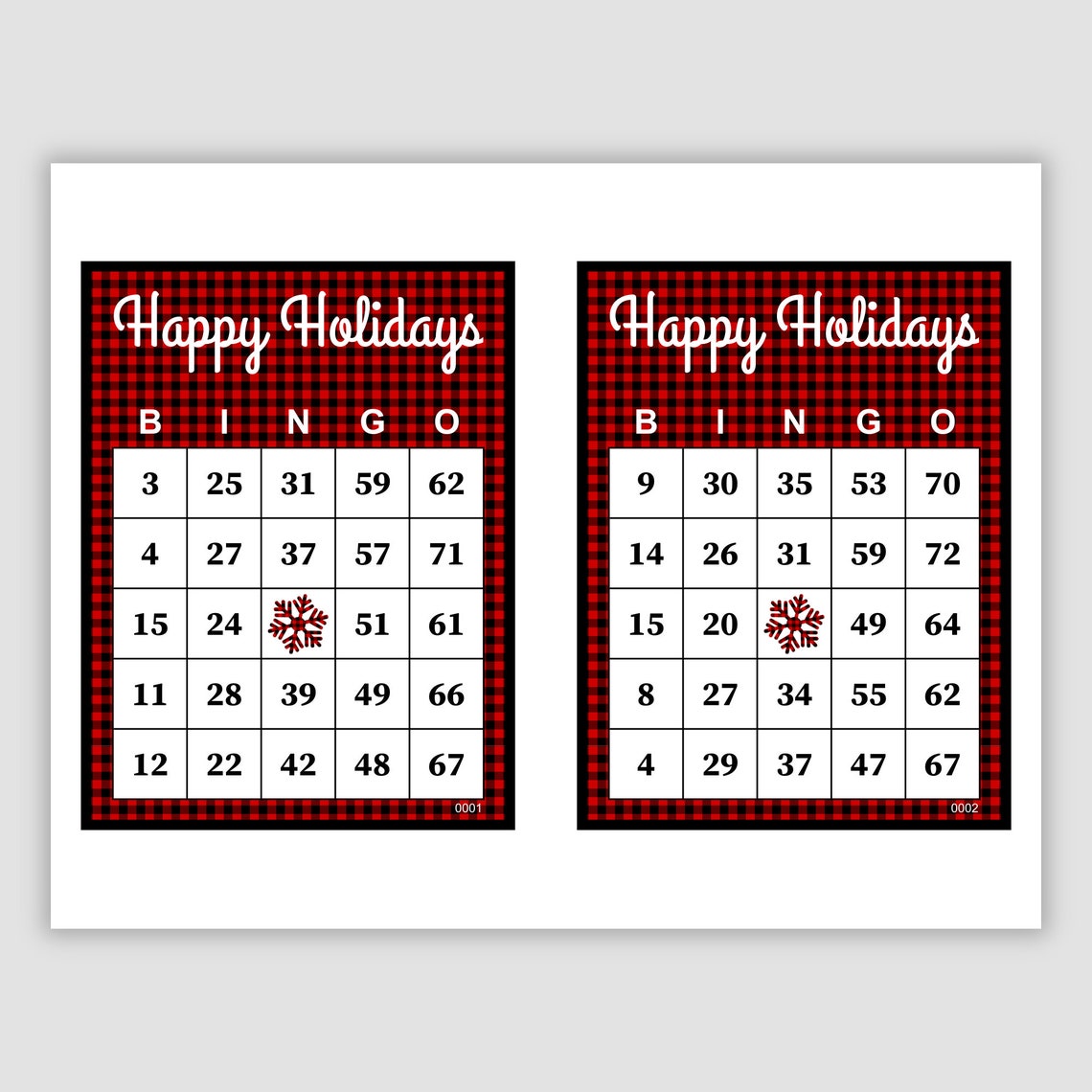 1000 Holiday Bingo Cards Pdf Download, 1, 2, and 4 per Page, Instant ...