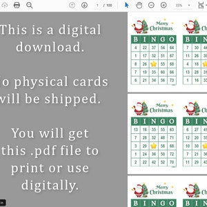 200 Christmas Bingo Cards Pdf Download, 1 and 2 per Page, Instant ...