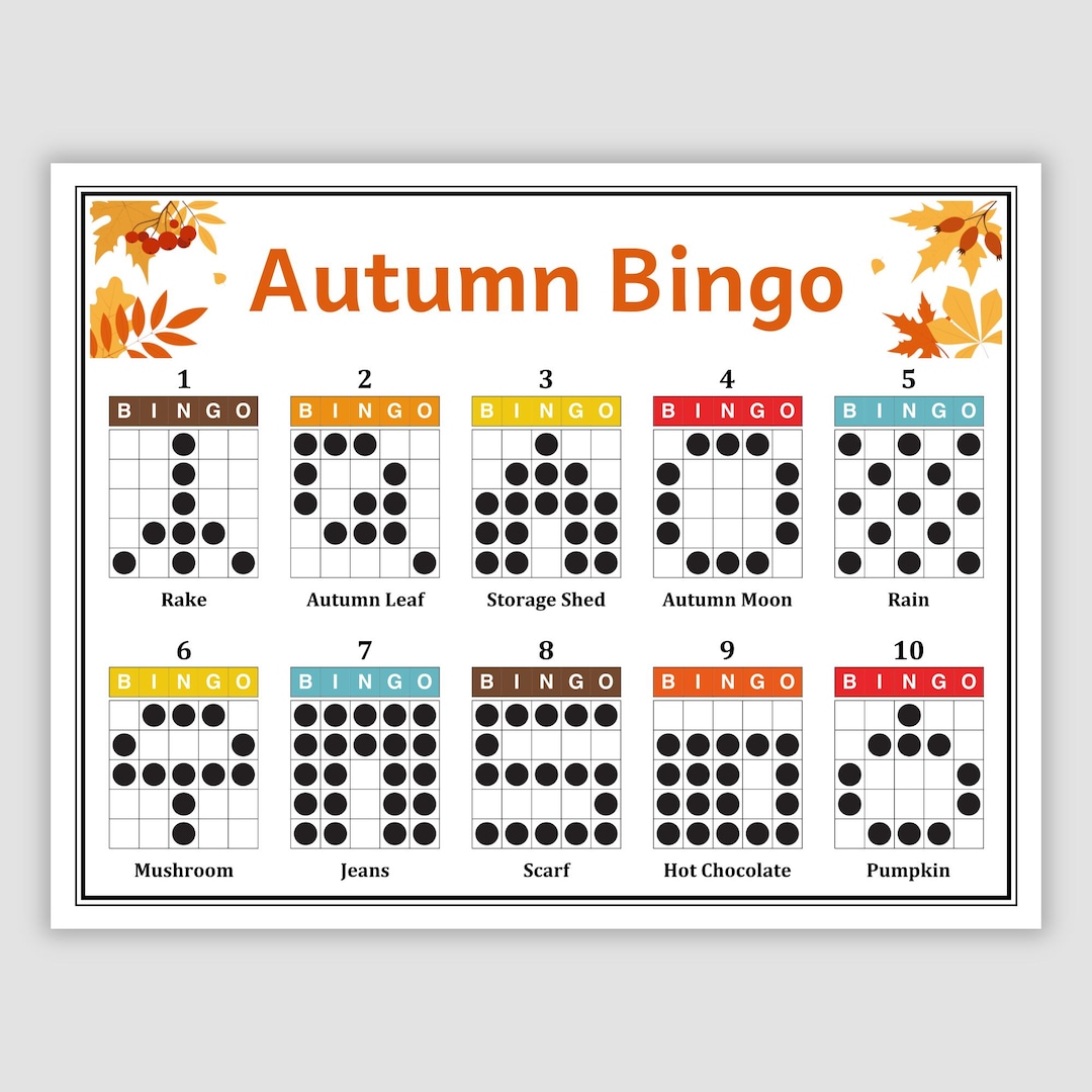 10 Autumn Bingo Patterns Program Flyer Fall Bingo Patterns Printable ...