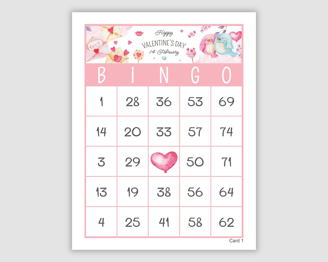 100 Valentine's Day Bingo Cards Pdf Download, 1 and 2 per Page, Instant ...