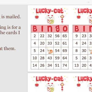 Lucky Cat Bingo Cards, 1000 Cards, 2 per Page, 75 Call, Instant Pdf ...