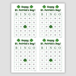 200 St. Patrick's Day Bingo Cards Pdf Download, 1, 2, and 4 per Page ...