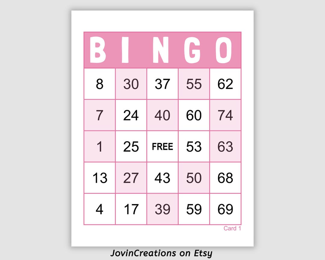 1008 Bingo Cards Pdf Download 1 per Page Jumbo Bingo Cards With ...