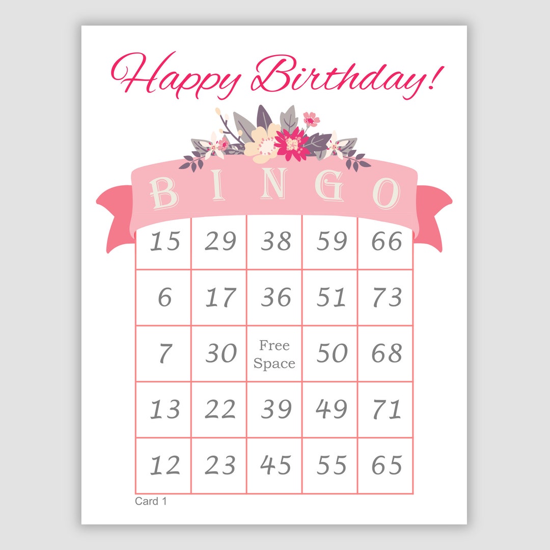 200 Birthday Bingo Cards Pdf Download, 1 per Page, Instant Printable ...