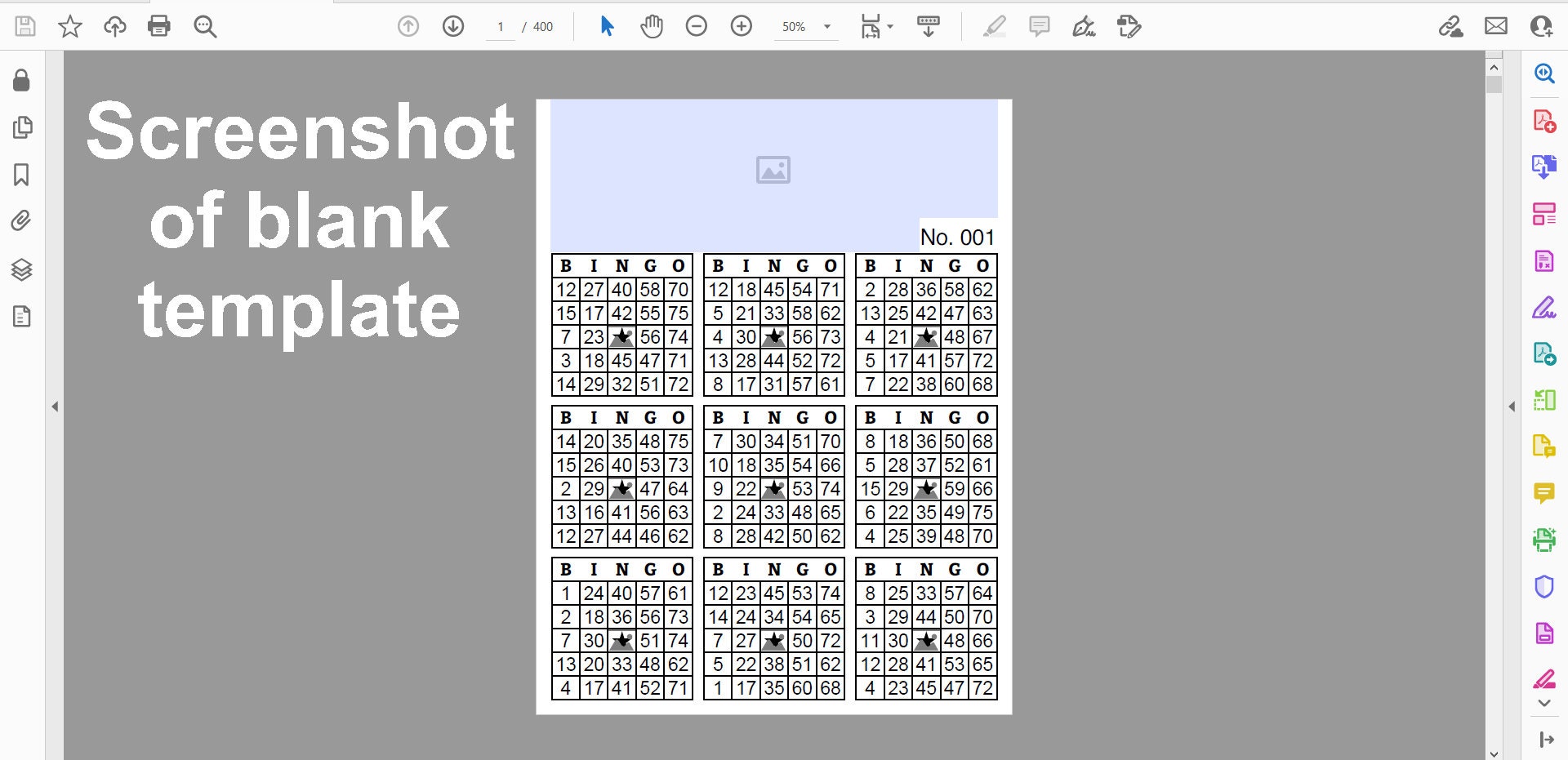 Editable Bingo Template, 3600 Cards; 400 Sheets With 9 Cards per Page ...
