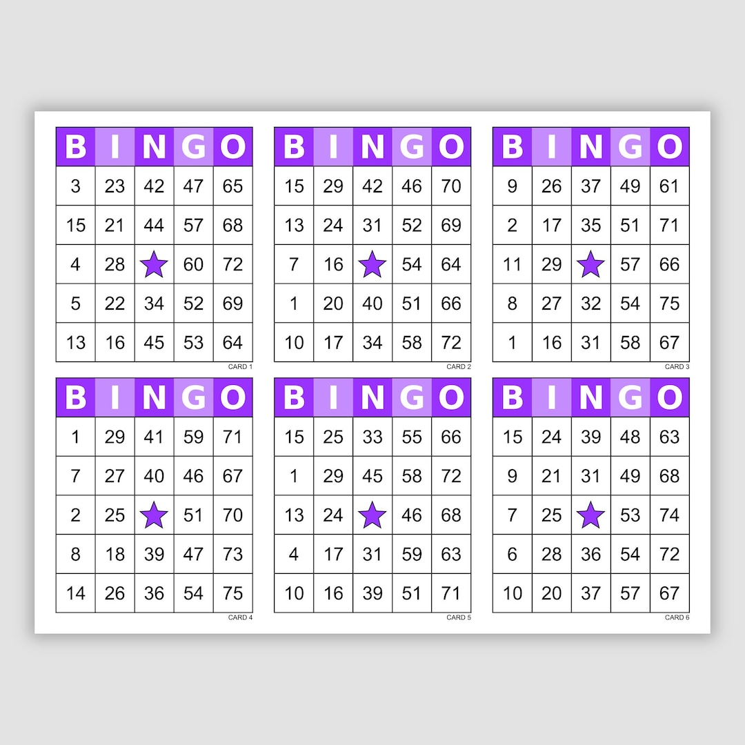 1200 Bingo Cards Pdf Download, 1, 2, 4, and 6 per Page, Instant ...