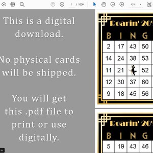 1000 Bingo Cards Pdf Download, Roaring 20's, 1, 2, and 4 per Page ...