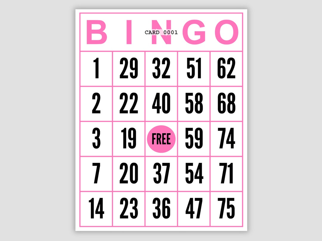 1000 Jumbo Bingo Cards Pdf Download, 1 per Page, Instant Printable Fun ...