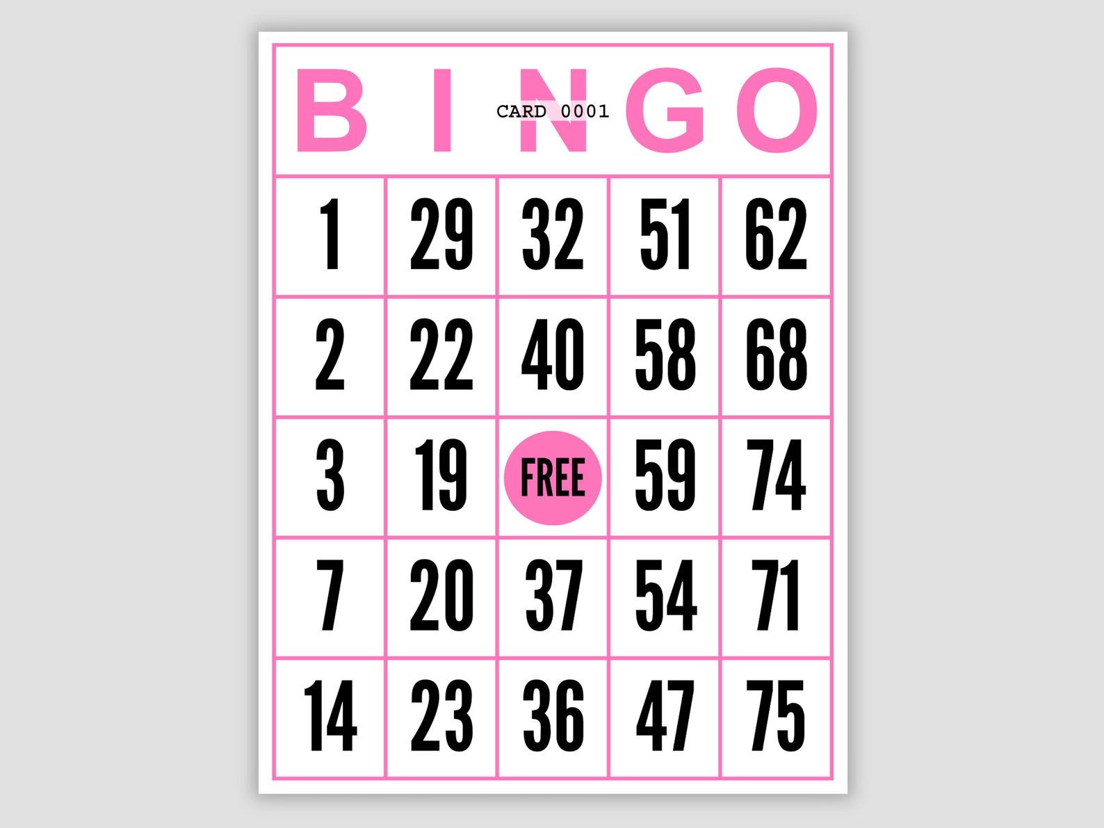 1000 Jumbo Bingo Cards Pdf Download, 1 per Page, Instant Printable Fun ...