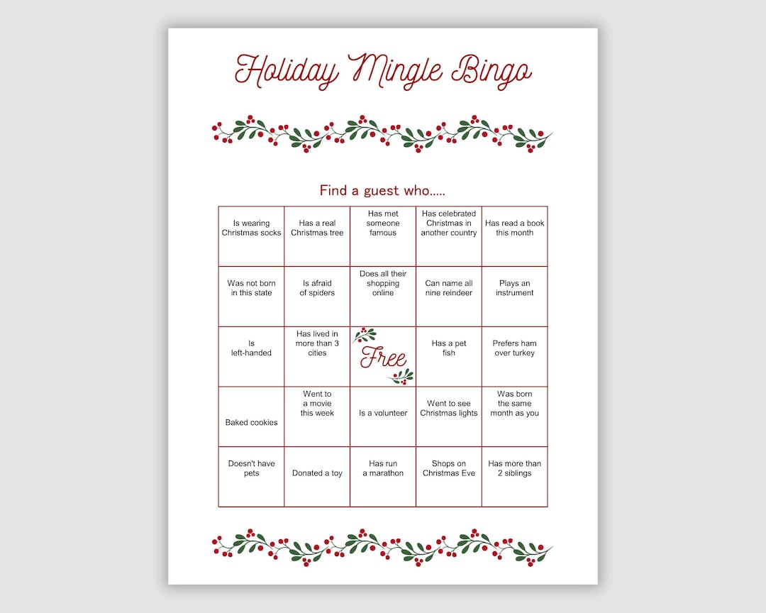 500 Holiday Mingle Bingo Cards Pdf, Find Someone Bingo Find Someone Who ...