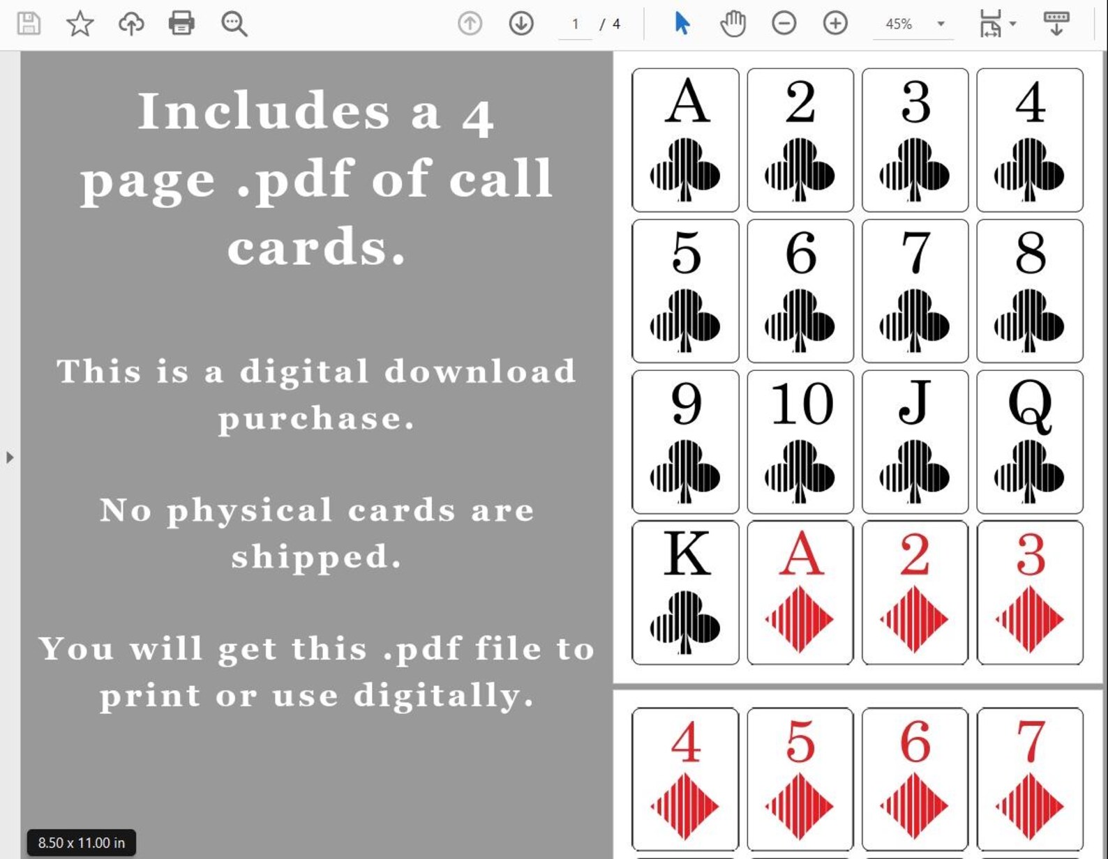 200 Large Print Poker Bingo Cards Set 1, Instant Printable Pdf Download ...