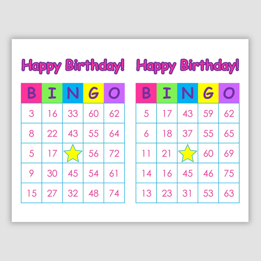 200 Birthday Bingo Cards Pdf Download, 2 per Page, 75 Call, Instant ...