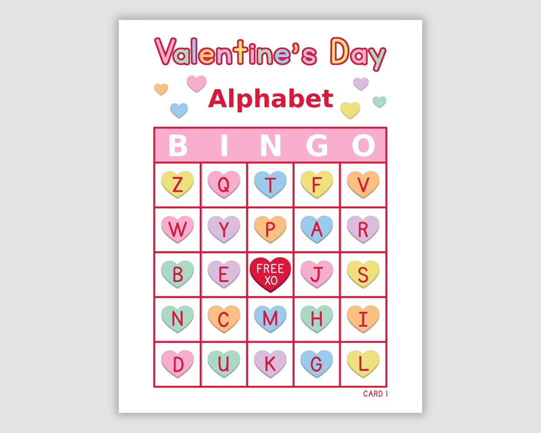 200 Valentine’s Day Alphabet Bingo Pdf Download, 1 per Page, 24 Call ...