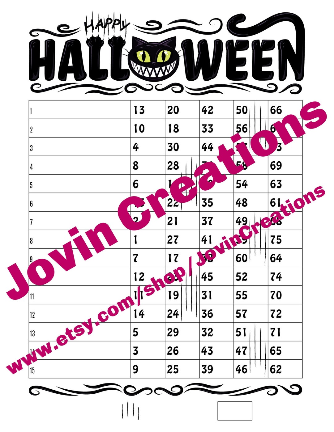 2 Halloween Bingo Boards Plus 1 Blank, 15 Line 75 Call, Instant ...
