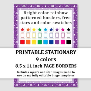 Editable Bingo Template Background Images, Free Stars and Color ...