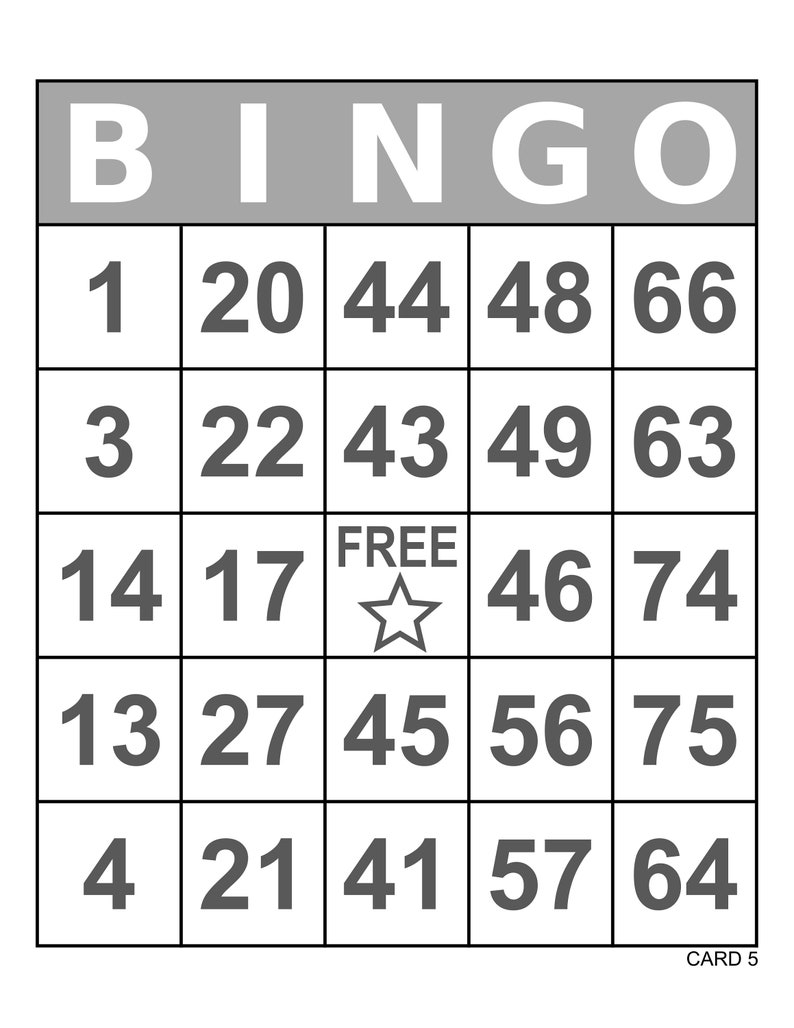 10 Bingo Cards Pdf Download, 1 per Page, Jumbo Print Easy Read for Low ...