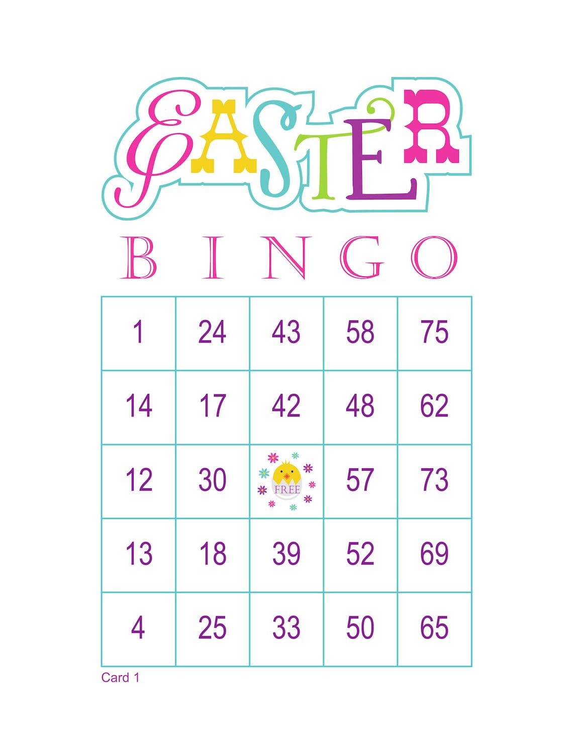 Easter Bingo Cards 100 Cards 1 per Page 75 Call Instant - Etsy
