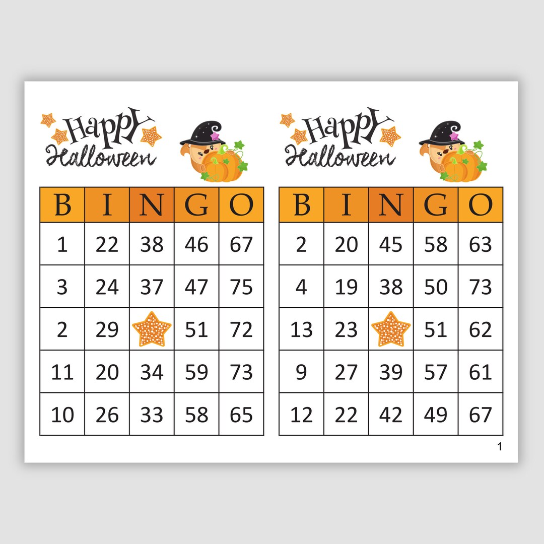 1000 Halloween Bingo Cards Pdf Download, 2 per Page, Instant Printable ...