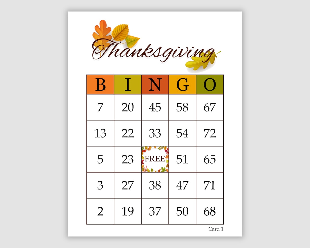 1000 Thanksgiving Bingo Cards Pdf Download, 1 per Page, Instant ...