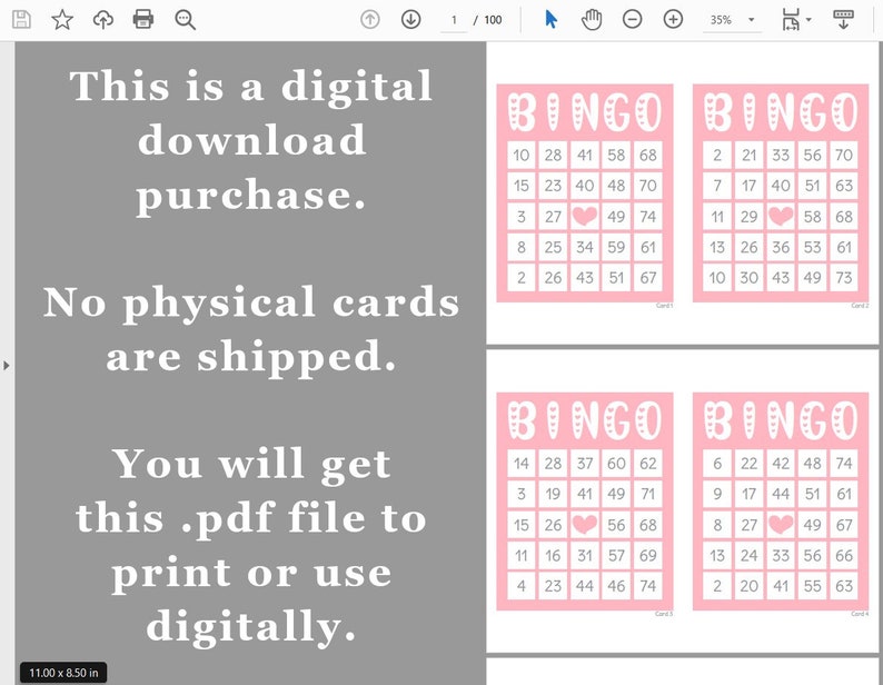 200 Bingo Cards Pdf Download, 1, 2, and 4 per Page, Instant Printable ...