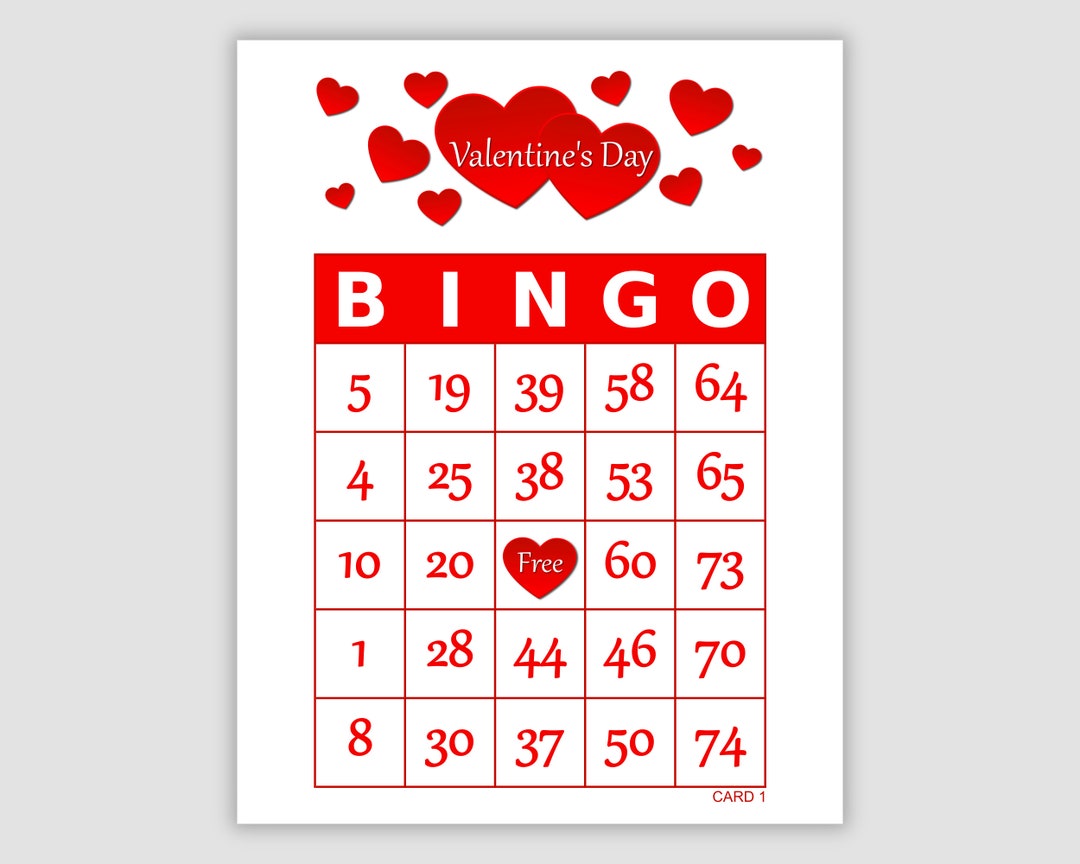 1000 Valentine’s Day Bingo Cards Pdf Download, 1, 2, and 4 per Page ...