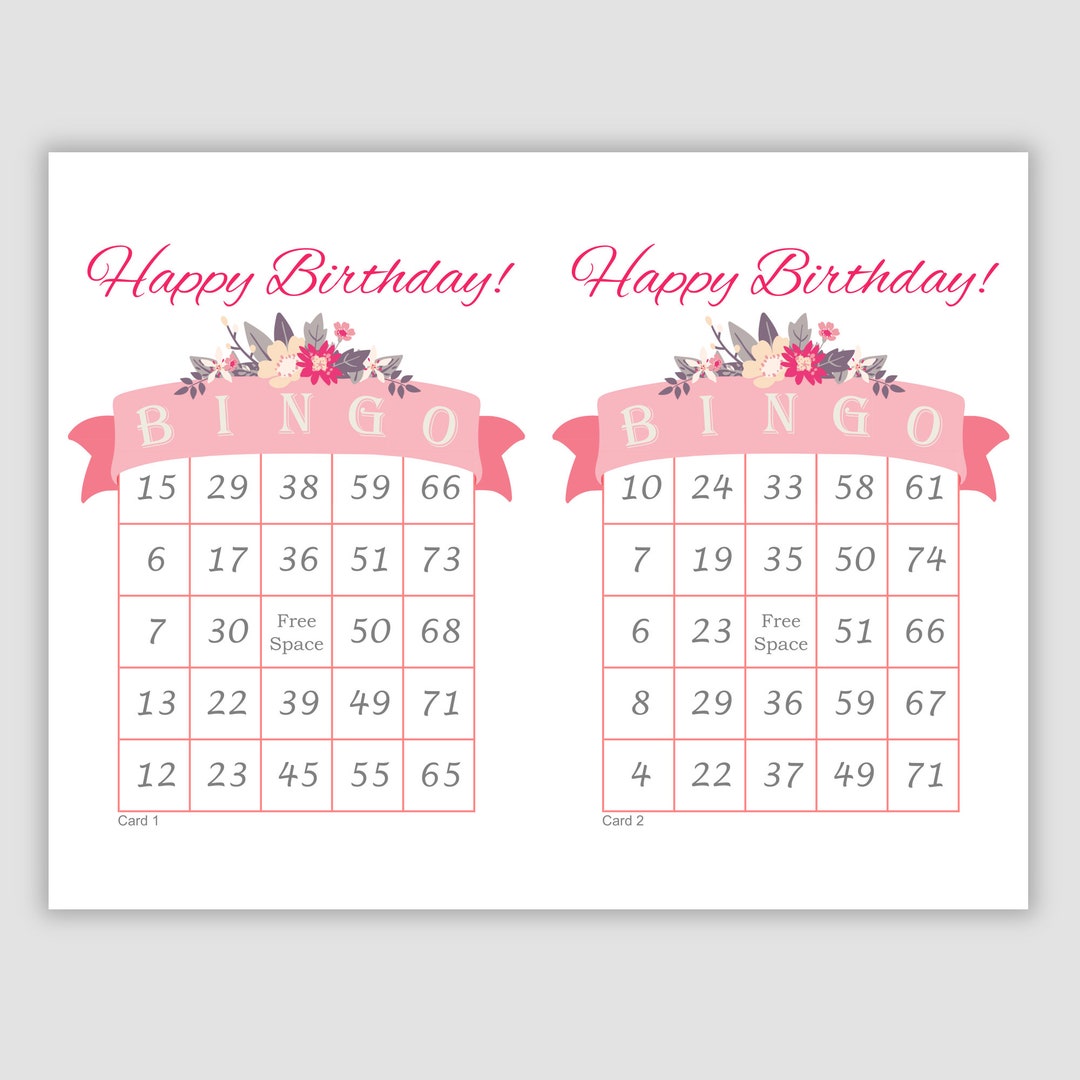 200 Birthday Bingo Cards, Pdf Download, 2 per Page, Instant Printable ...