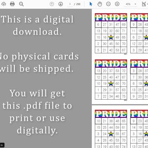 1000 Pride Bingo Cards Pdf Download, 1, 2, and 4 per Page, Instant ...