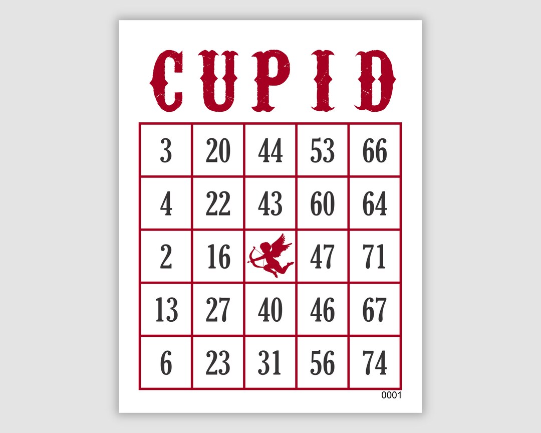 100 Cupid Bingo Cards Pdf Download, 1, 2, and 4 per Page, Instant ...