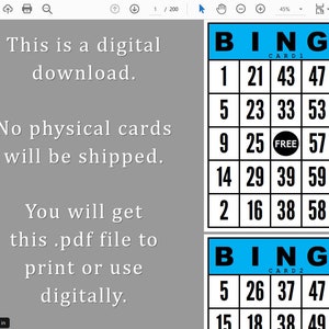 1400 Jumbo Bingo Cards Pdf Download, 1 per Page, 7 Colors, Instant ...