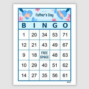 1000 Father's Day Bingo Cards Pdf Download, 1, 2, and 4 per Page, Blue ...
